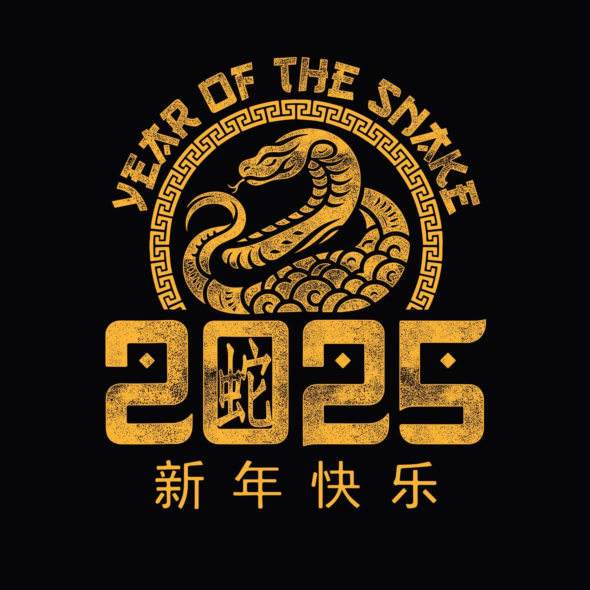 Year of the Snake 2025 PNG | Chinese New Year Digital Design, Lunar New ...
