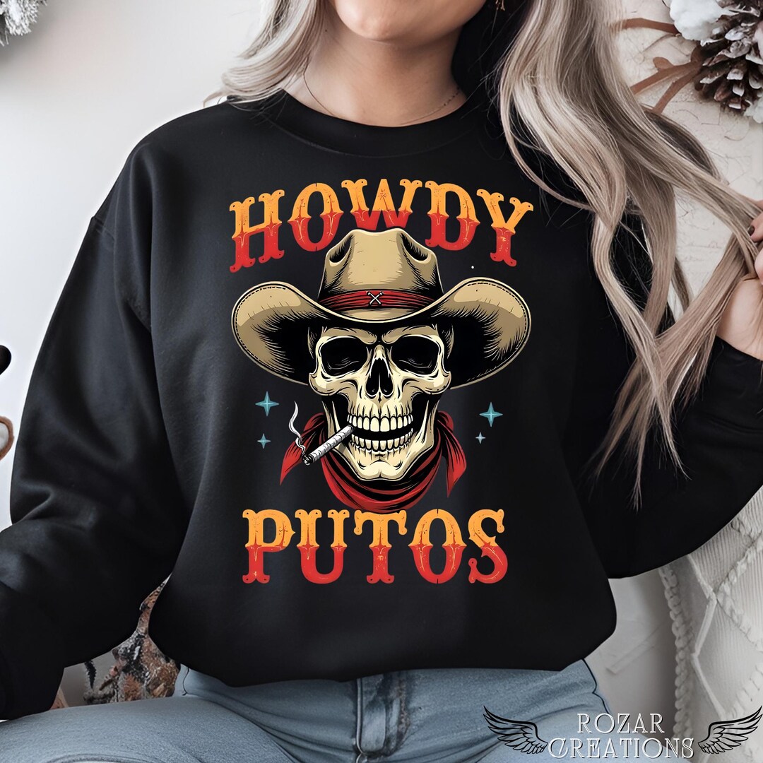 Howdy Putos PNG - Western Skull Clipart - Cowboy Skeleton Digital ...