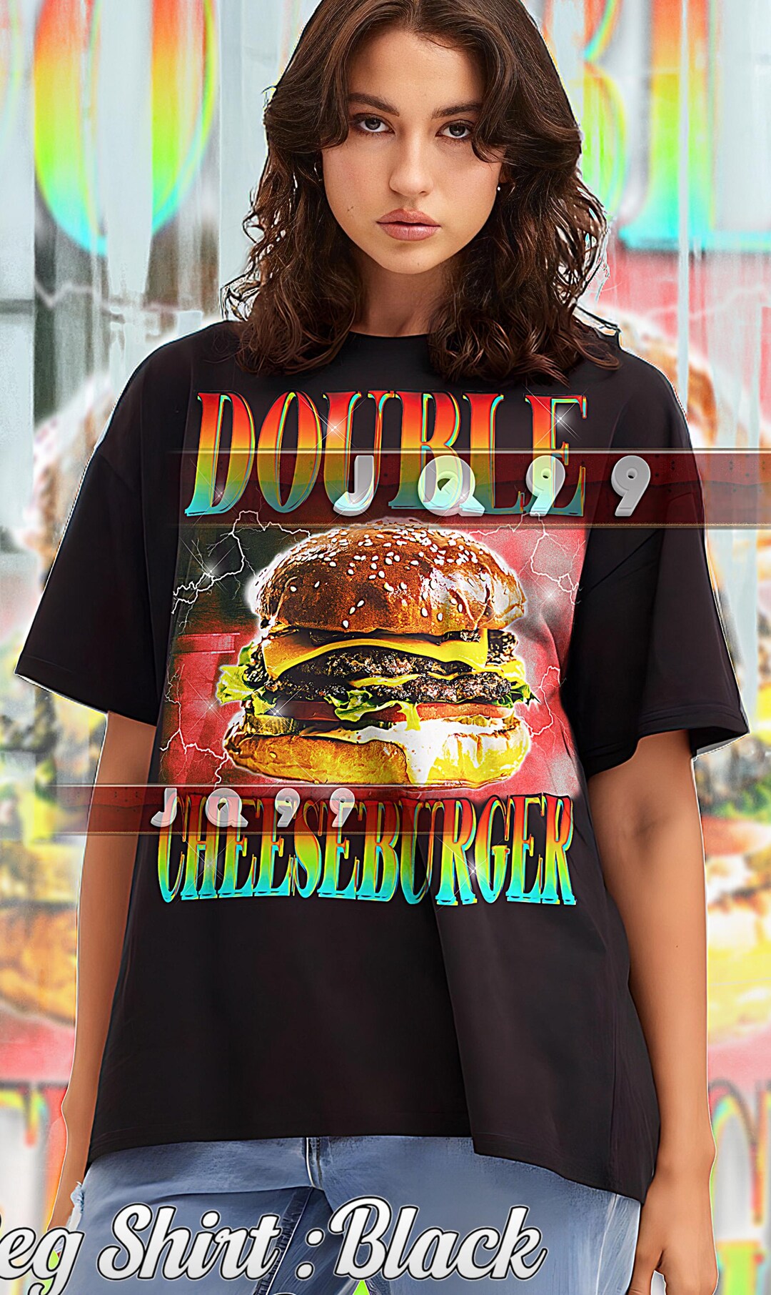 Double Cheeseburger Shirt, Cheeseburger Bootleg Tshirt, Double Retro ...