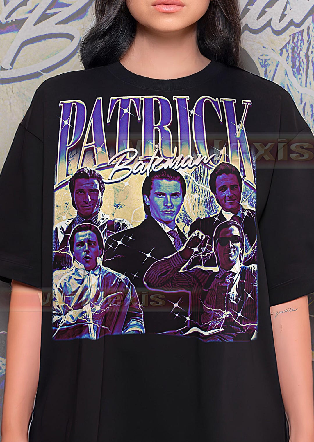 Patrick Bateman T-shirt, Vintage Character Thriller Villain Psycho Star ...