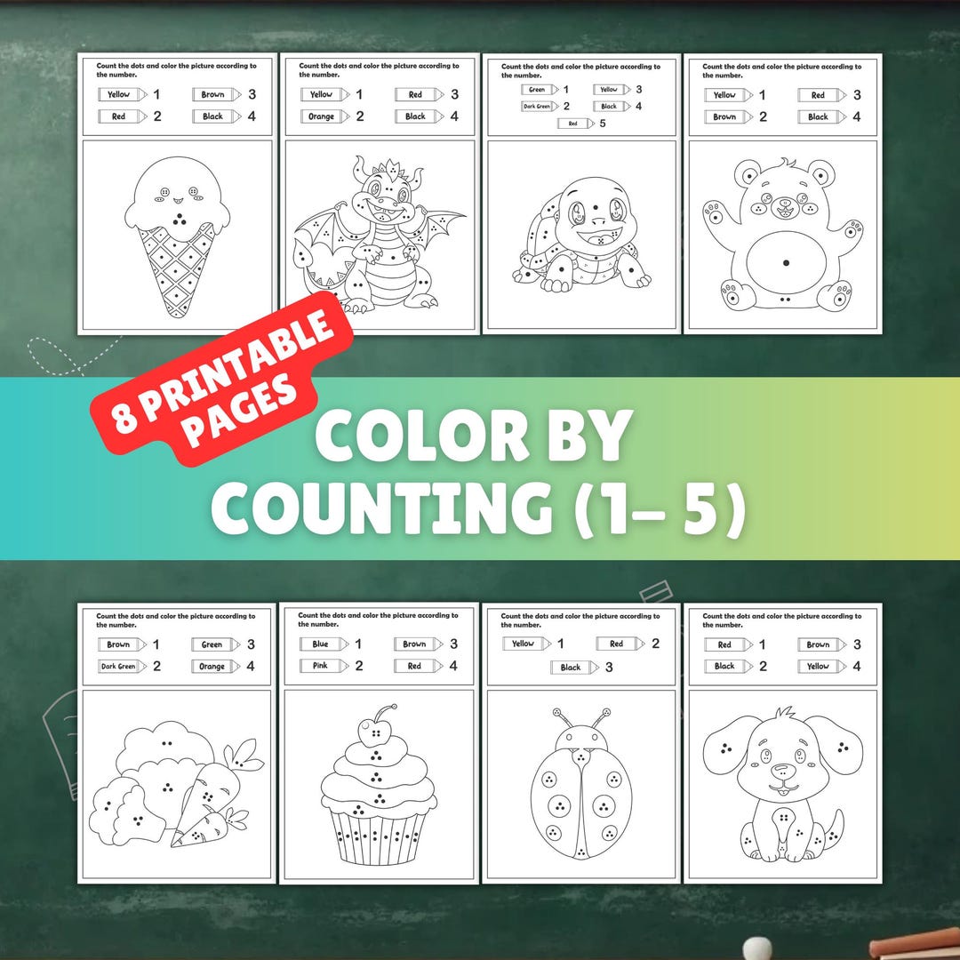 Color by Counting (1–5) Math Bundle | Kindergarten & 1st Grade Math ...