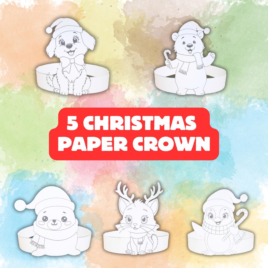 Christmas Paper Crown: Printable Holiday Party Hats (PDF) - Etsy