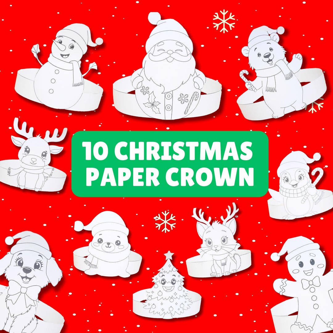 10 Paper Christmas Crowns Printable Christmas Headband for Christmas ...