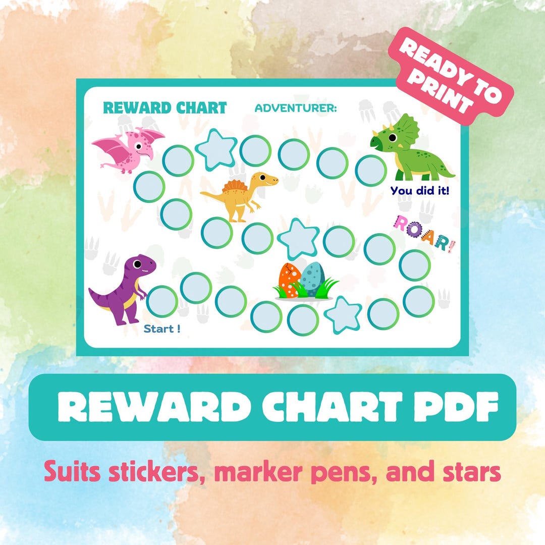 Dinosaur Reward Chart for Kids Printable Toddler Behavior Tracker Fun ...