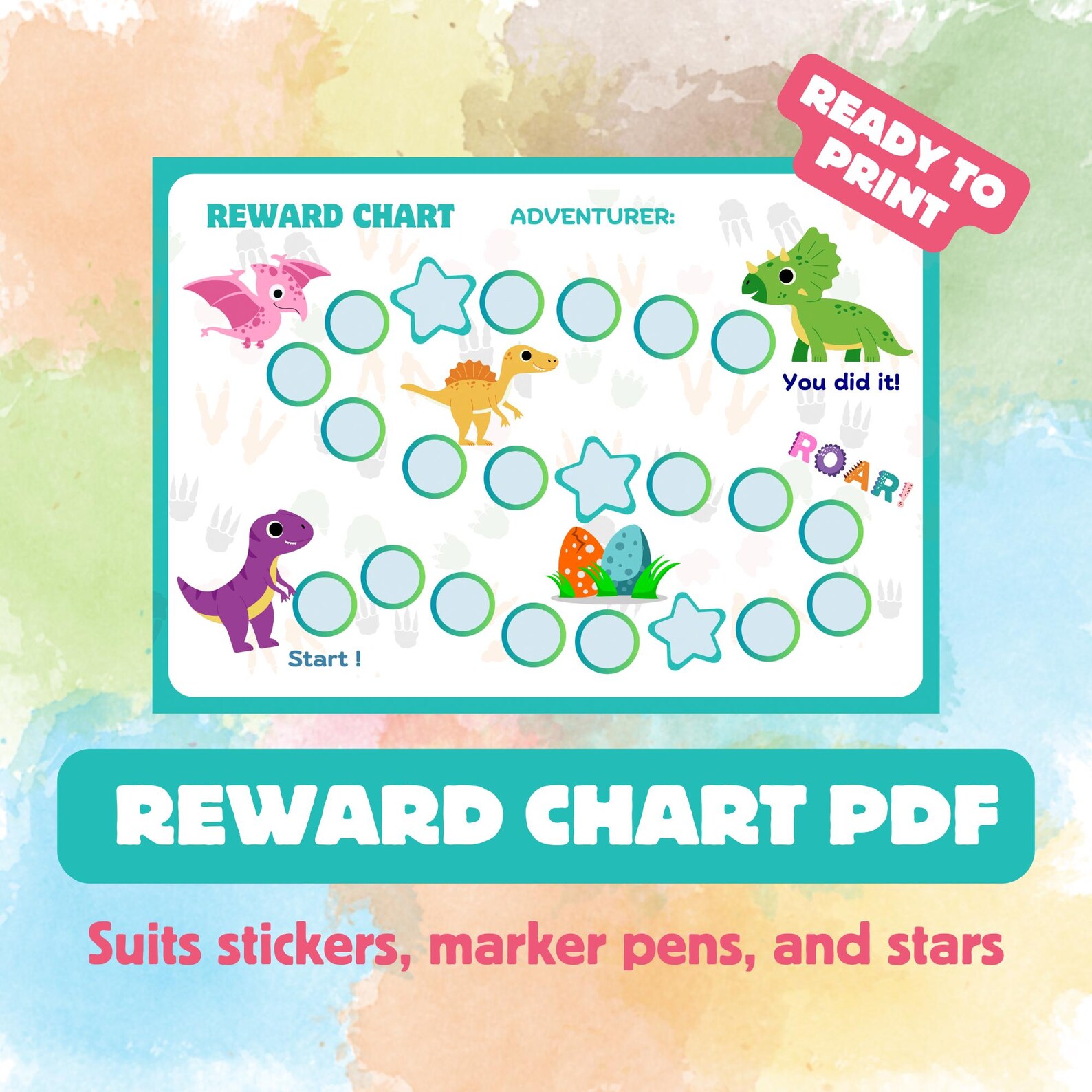 Dinosaur Reward Chart for Kids Printable Toddler Behavior Tracker Fun ...
