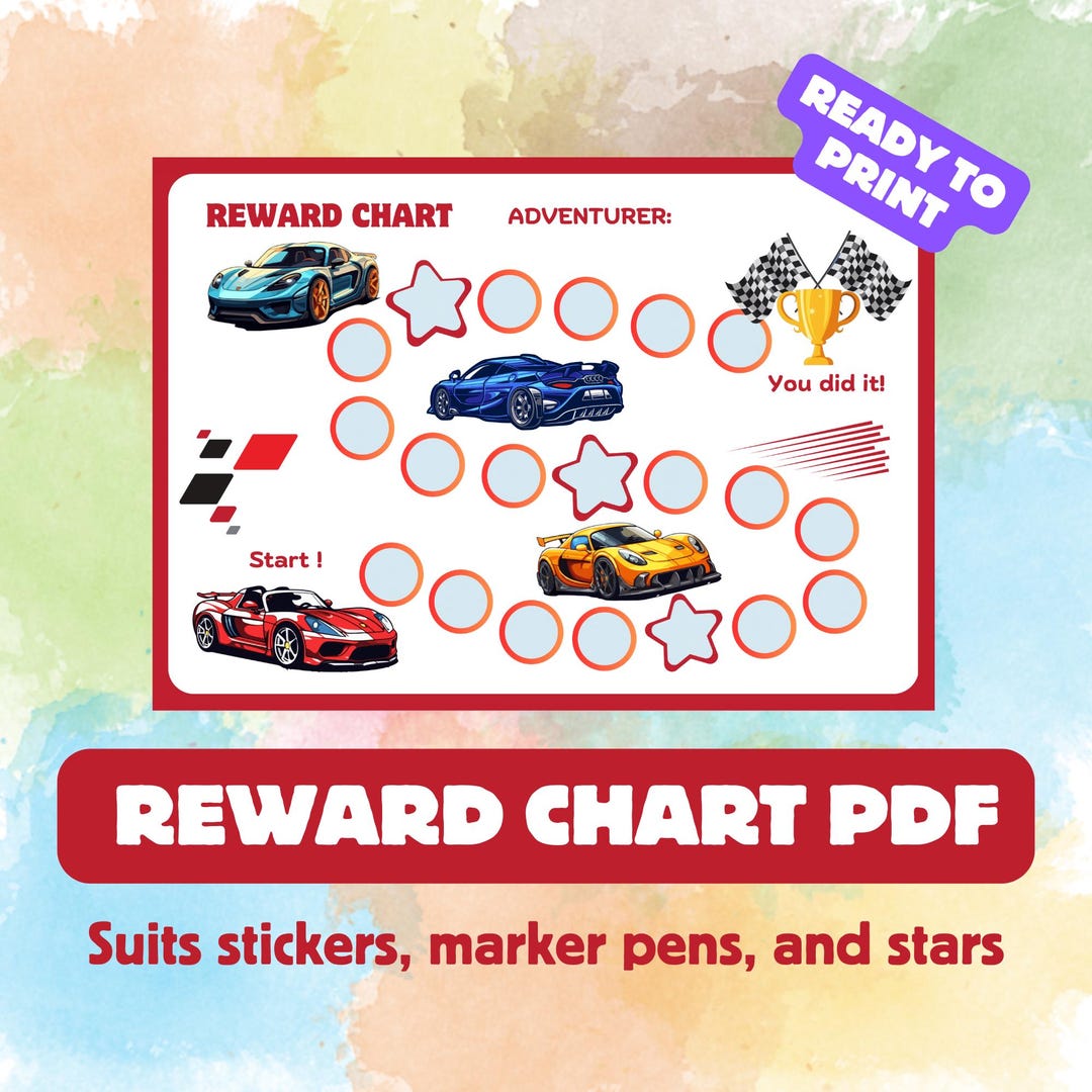 Cars Reward Chart for Kids Printable Toddler Behavior Tracker Fun ...
