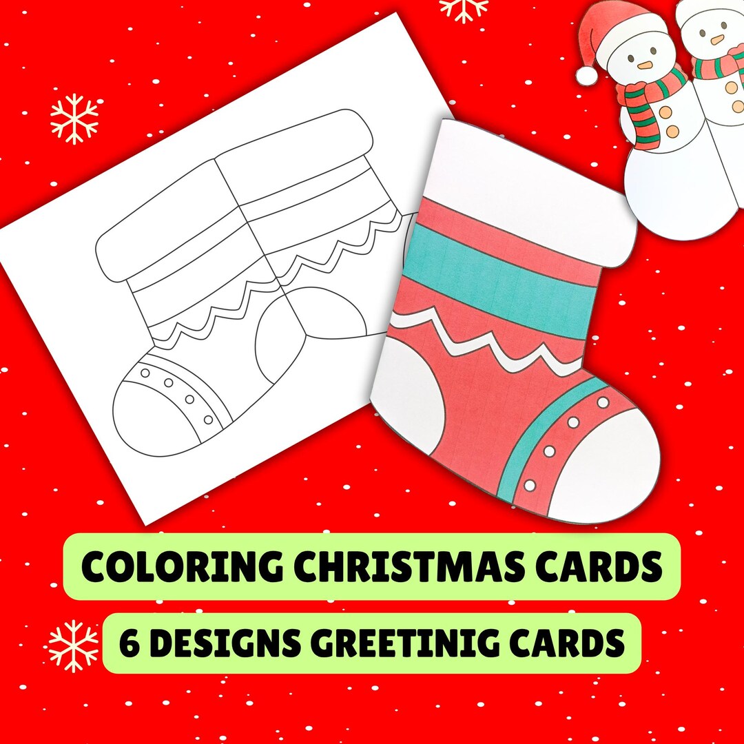 Twin Christmas Cards for Kids Coloring Printable Cards to Color ...