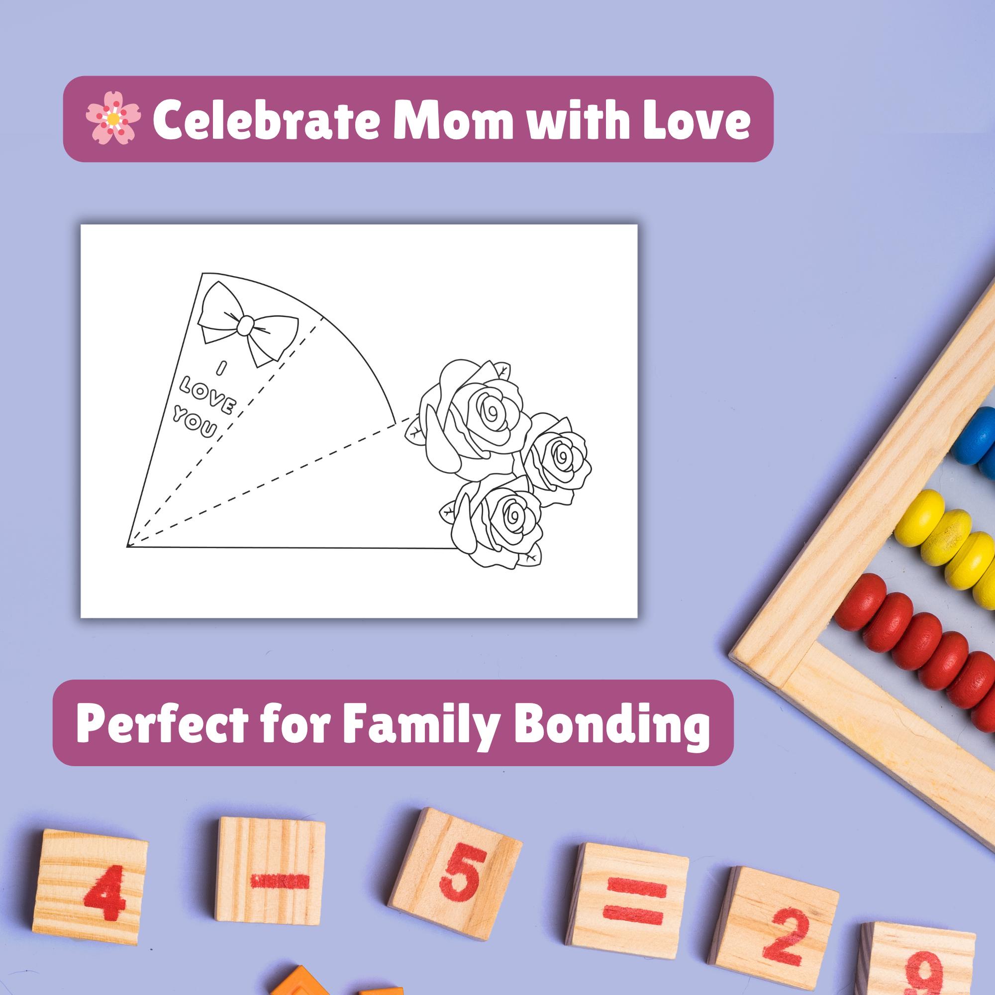 Rose Bouquet Mother's Day Coloring Card: DIY Craft for Kids (PDF) - Etsy