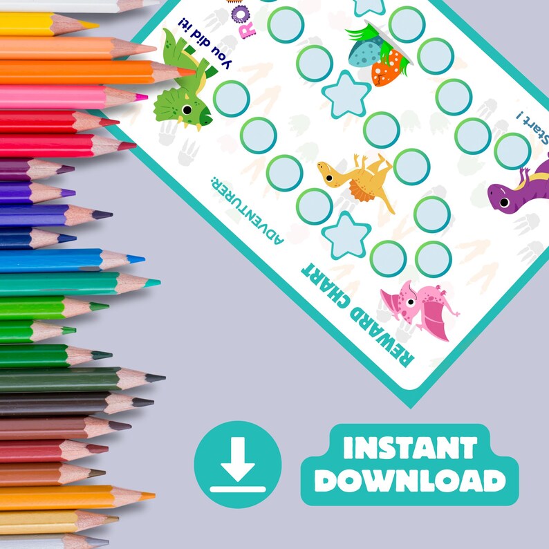 Dinosaur Reward Chart for Kids Printable Toddler Behavior Tracker Fun ...