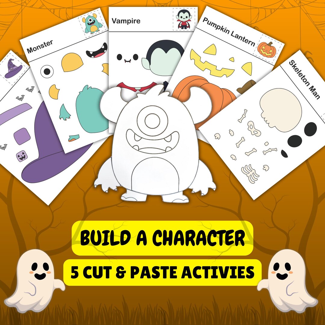 Build a Halloween Characters Bundle Printable Halloween Cut and Paste ...