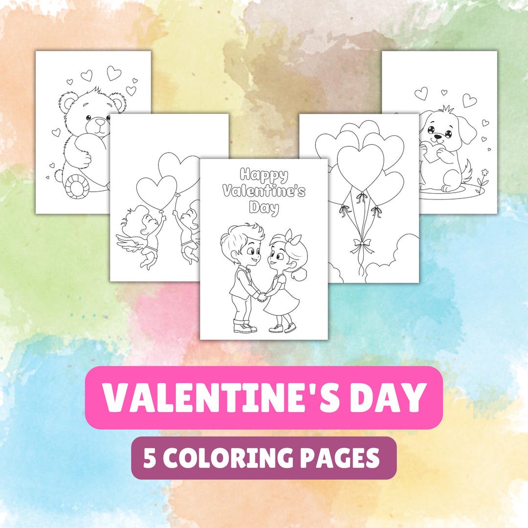 Valentine’s Day Coloring Pages PDF 5 Cute Romantic Printable Designs ...