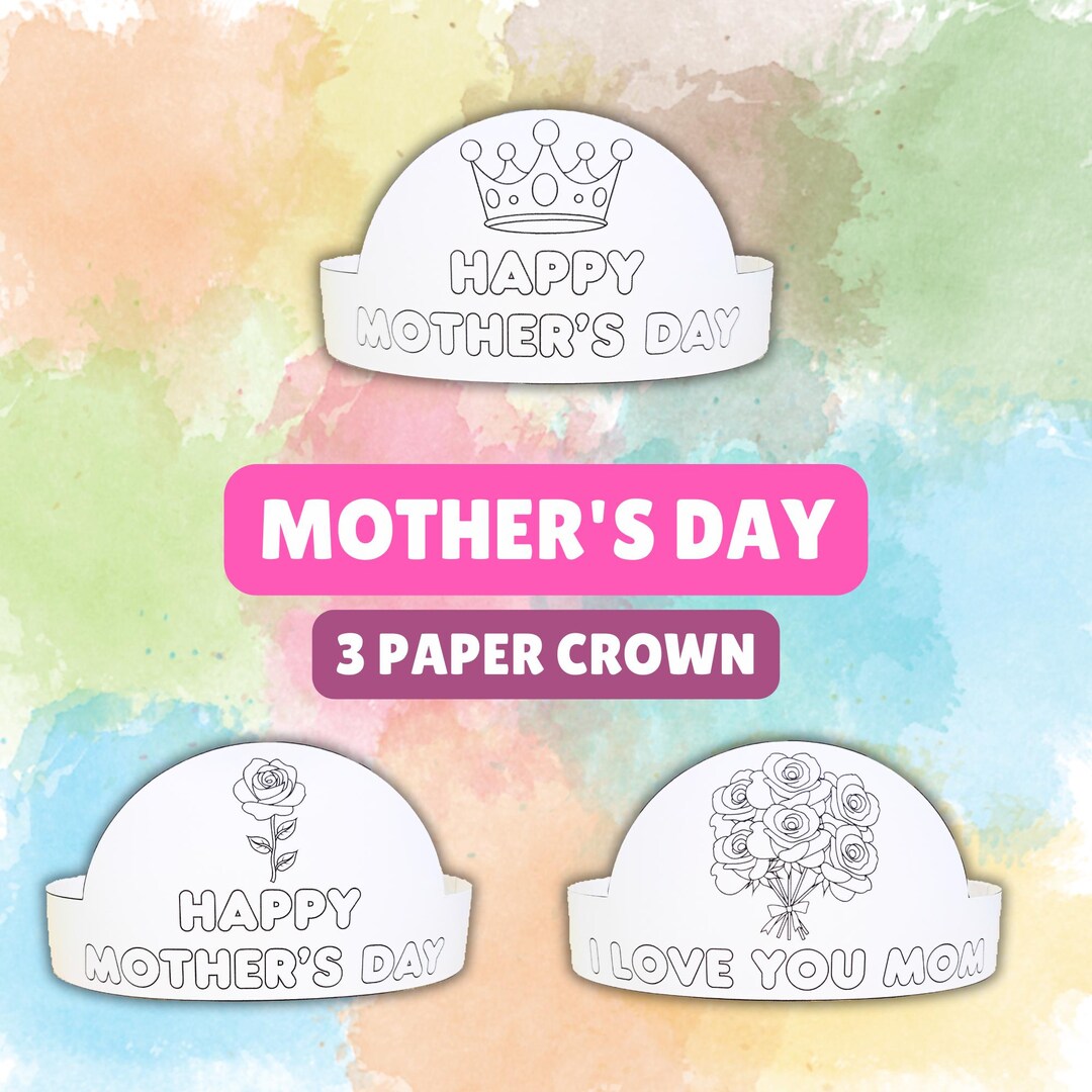 Mother's Day Paper Crown Printable: Kids Coloring Craft (PDF) - Etsy