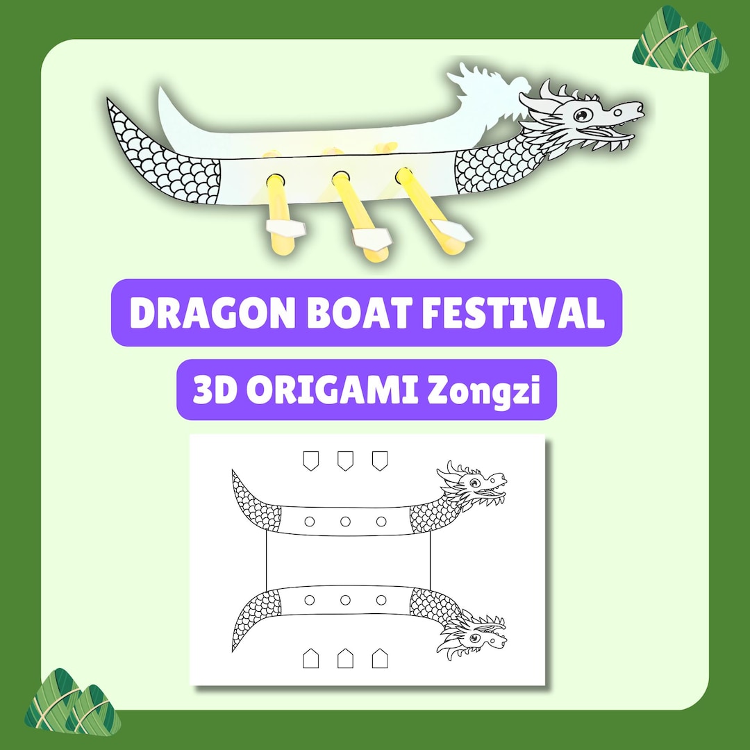 3D Dragon Boat Kids Craft DIY Printable Chinese Dragon Boat Festival ...