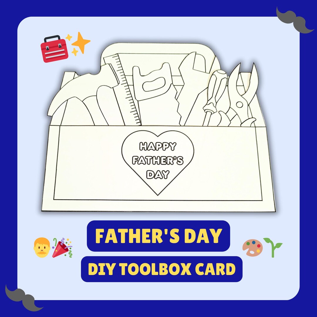 DIY Father's Day Toolbox Card: Printable Coloring Craft for Kids (PDF ...