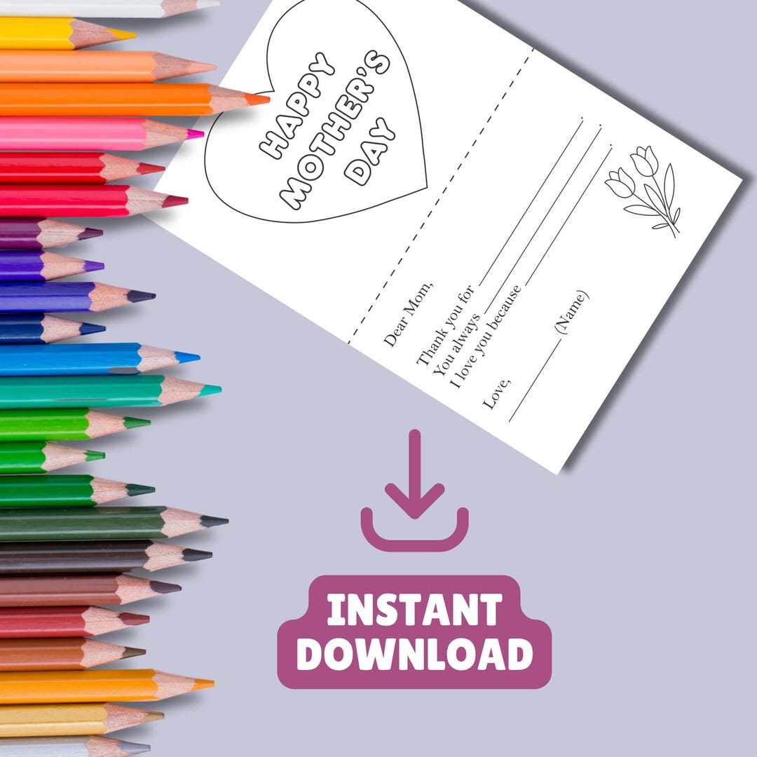 Love Letter Mother's Day Coloring Card Preschool Printable Craft ...