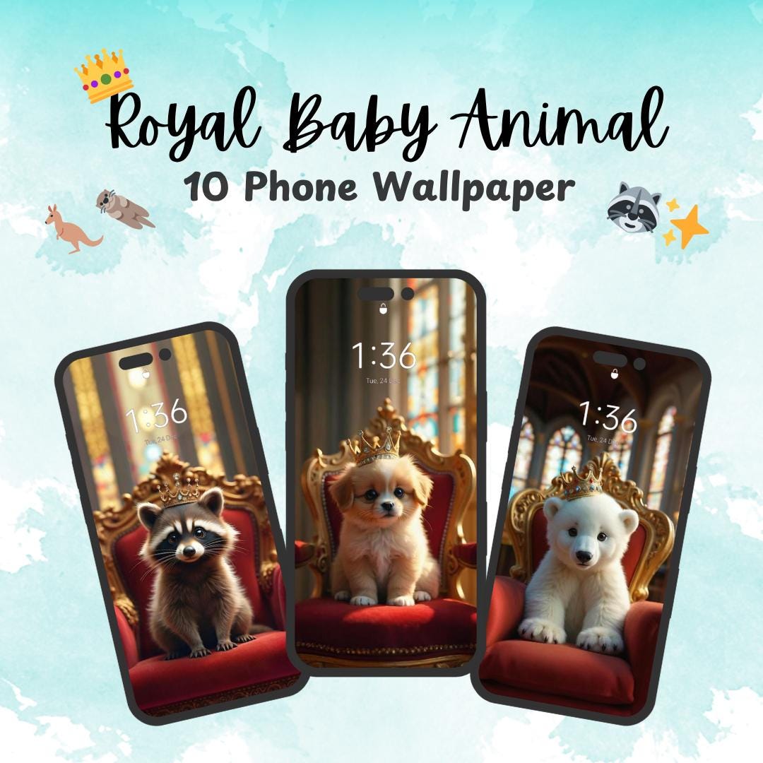 Crown Cute Animal Phone Background Bundle Royal Pet Lockscreen ...