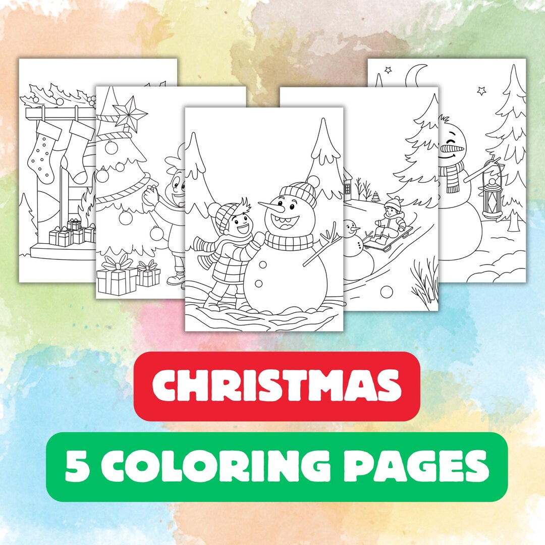 Christmas Coloring Pages: Festive Holiday Fun (5 Pages - PDF Download ...