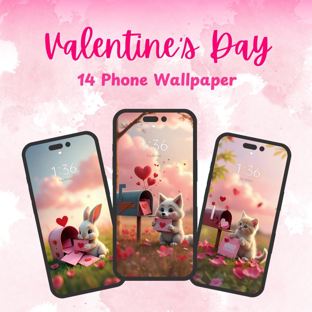 14 Cute Valentine Phone Wallpaper Cute Couple Animal Sending Love ...