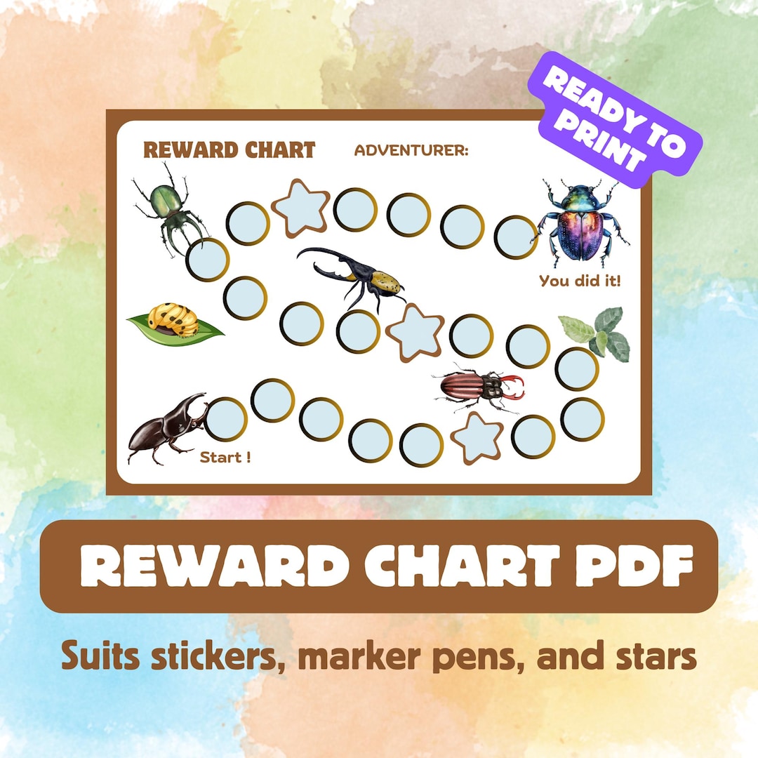 Beetle Themed Reward Chart for Kids Printable Behavior Tracker Fun ...