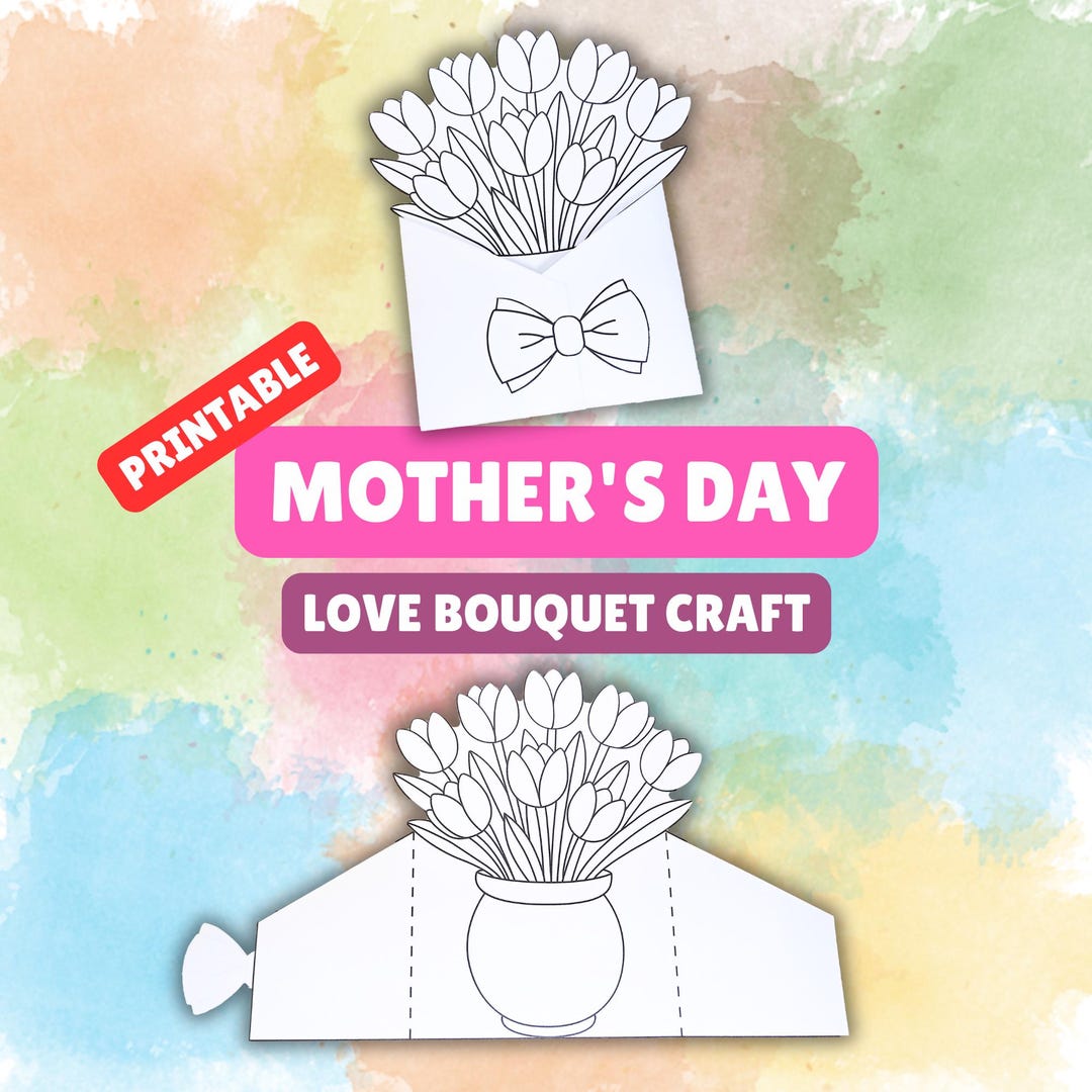 Tulip Printable Foldable Mother's Day Bouquet Craft for Kids Coloring ...