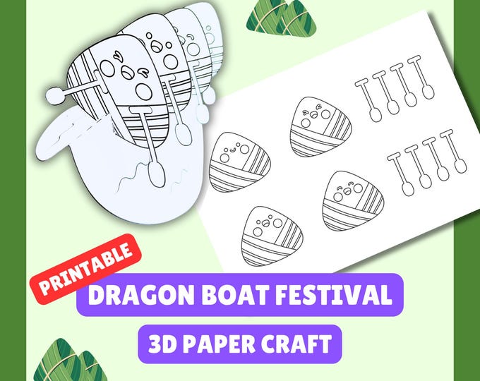 Dragon Boat Festival 3D Paper Craft Kit: Rice Dumpling Coloring ...