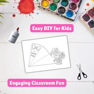 Rose Bouquet Mother's Day Coloring Card: DIY Craft for Kids (PDF) - Etsy