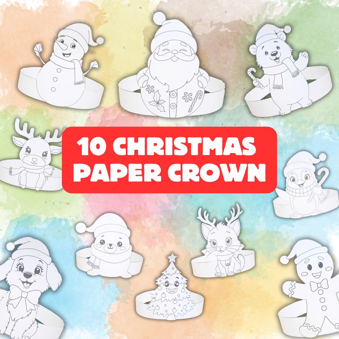 10 Paper Christmas Crowns Printable Christmas Headband for Christmas ...