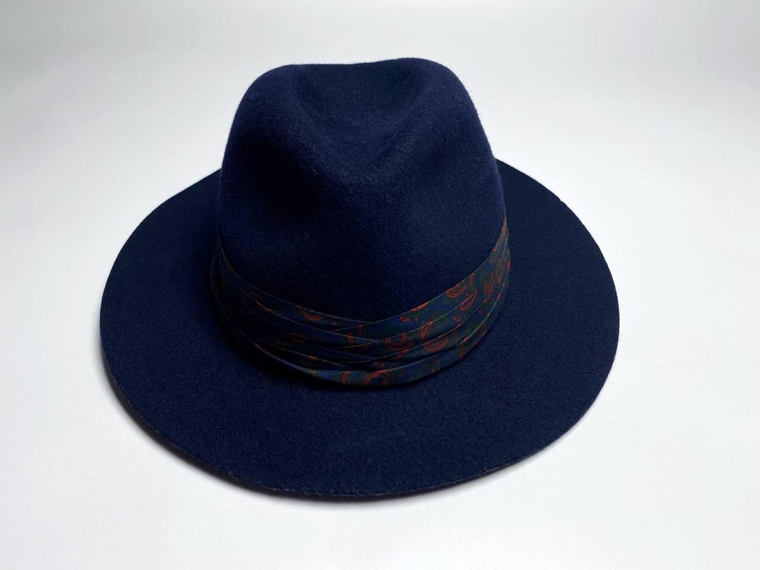 Vintage Herbert Johnson London Navy Puffa Hat Made in England Size 6 7/ ...