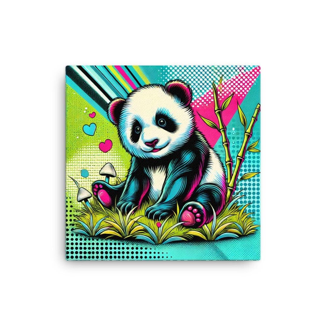 Vibrant Pop Art Panda Canvas Wall Decor: Colorful Animal Portrait for ...