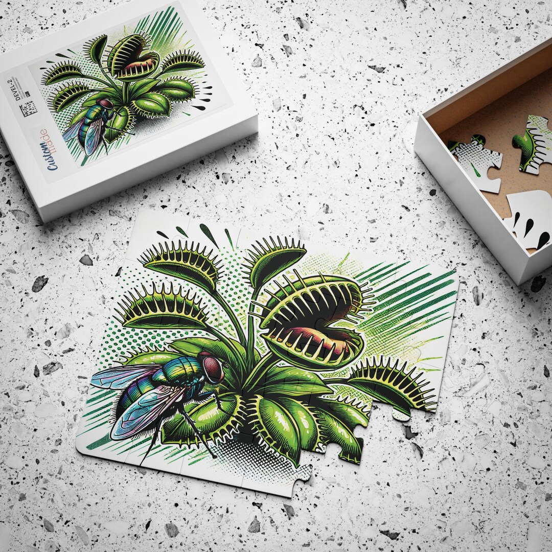 Puzzle, Pop Art Venus Fly Trap With Housefly Design, Fun Jigsaw Game ...