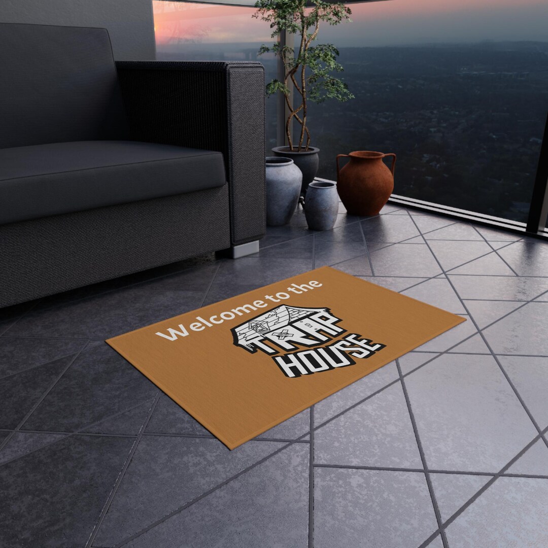 Welcome to the Trap House Outdoor Rug - Unique Home Decor, Housewarming ...