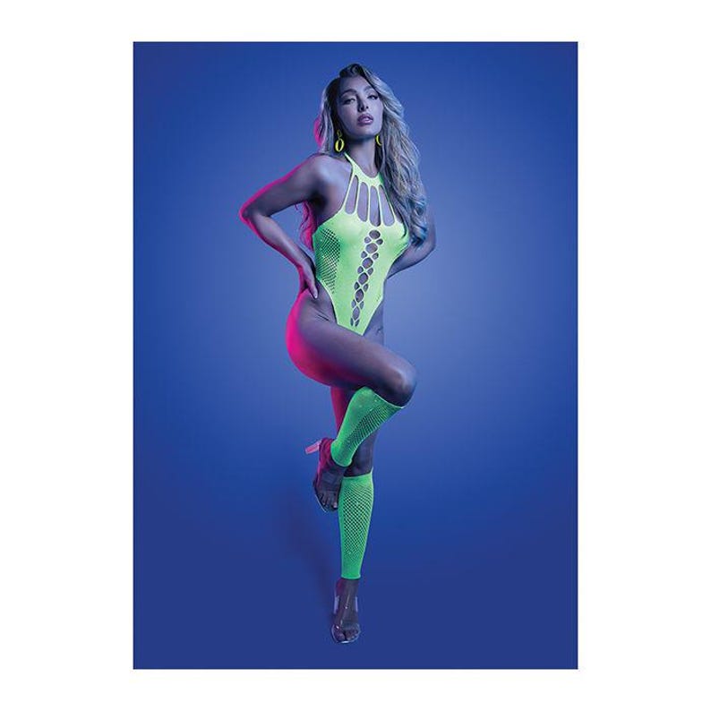 Glow Blacklight Reactive Fischnetz Neckholder Kleid Rave Outfit - Etsy.de