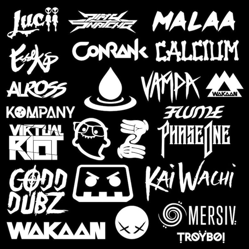 Custom EDM Artist Logo Sticker Sheets Waterproof Vinyl Decal Rave Gifts ...