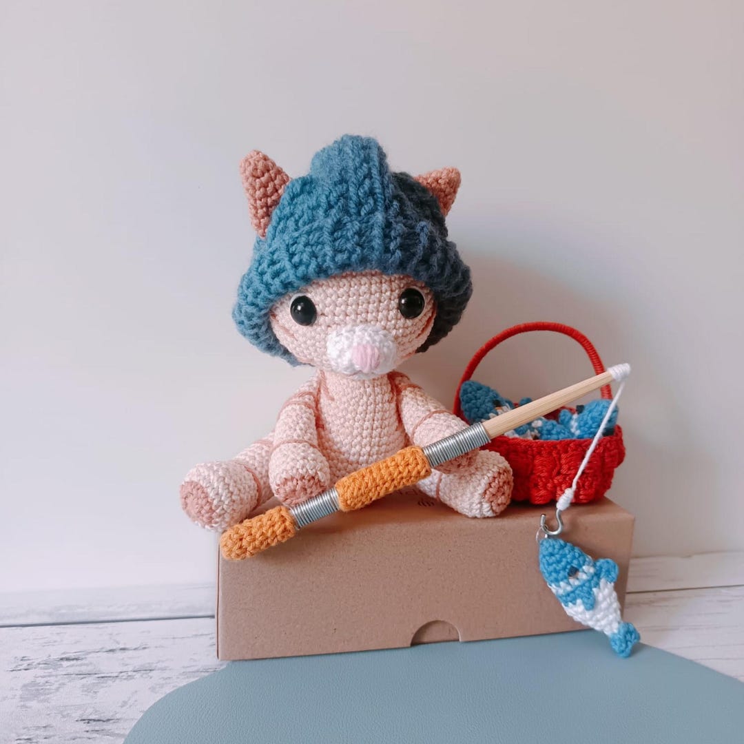 Amigurumi Fishing Cat Crochet Pattern – Bastián the Cat PDF Tutorial ...