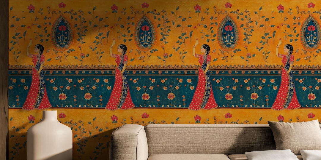 Traditional Indian Style Wallpaper | Peel and Stick Wallpaper ...