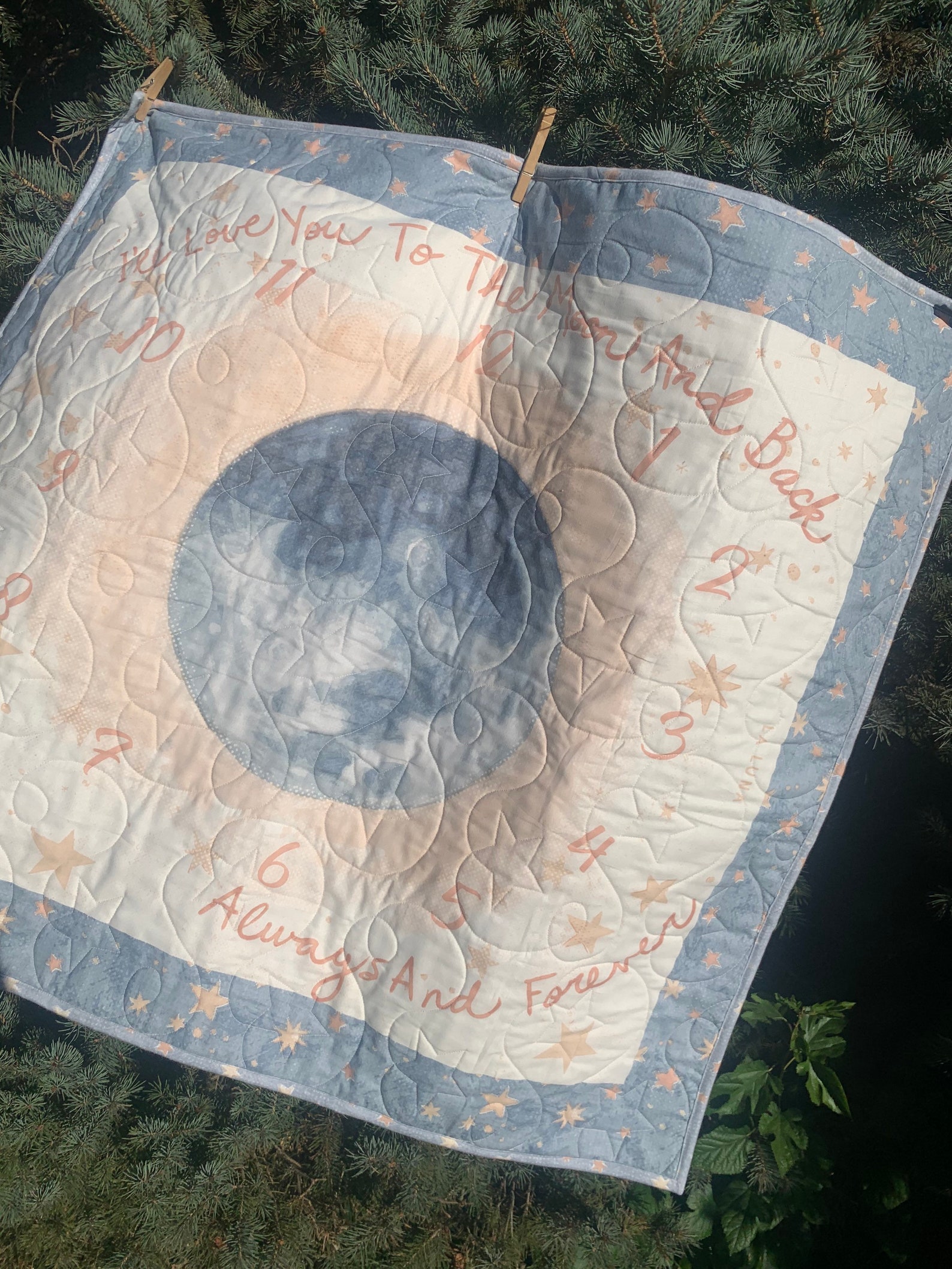 Milestones Quilt, to the Moon and Back Milestone Quilt, Handmade Baby ...