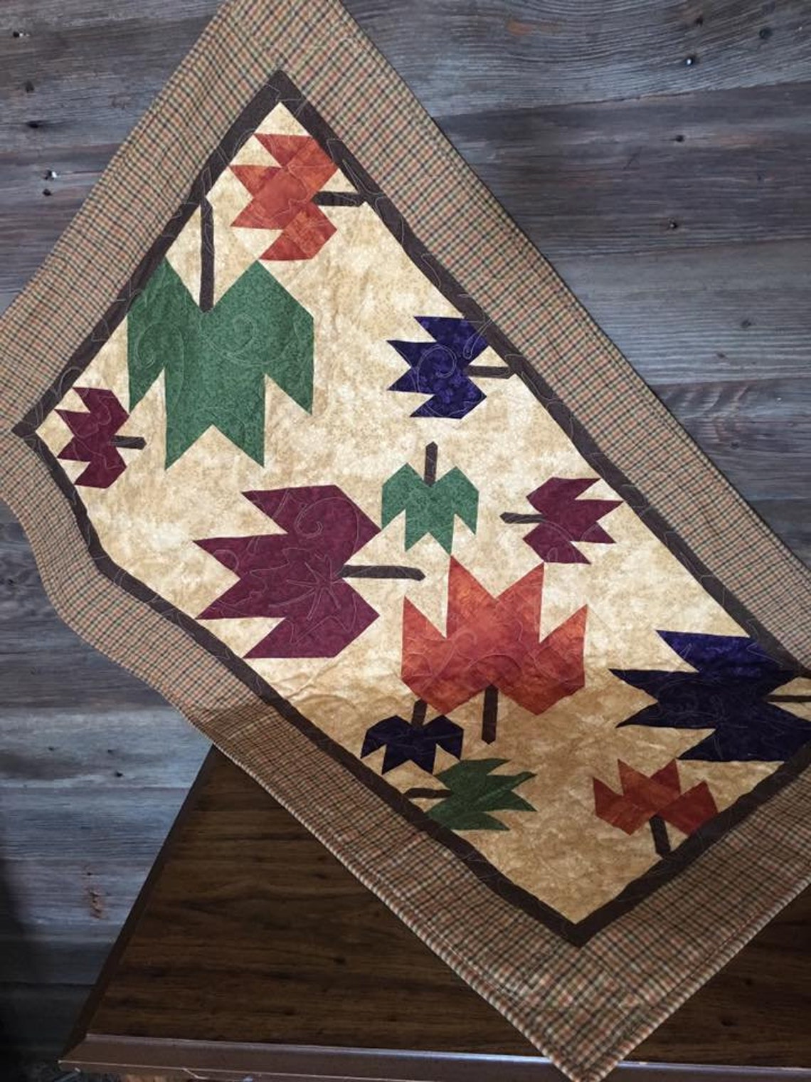 Fall Table Runner Quilted, Handmade Fall Leaf Table Runner, Quilted ...