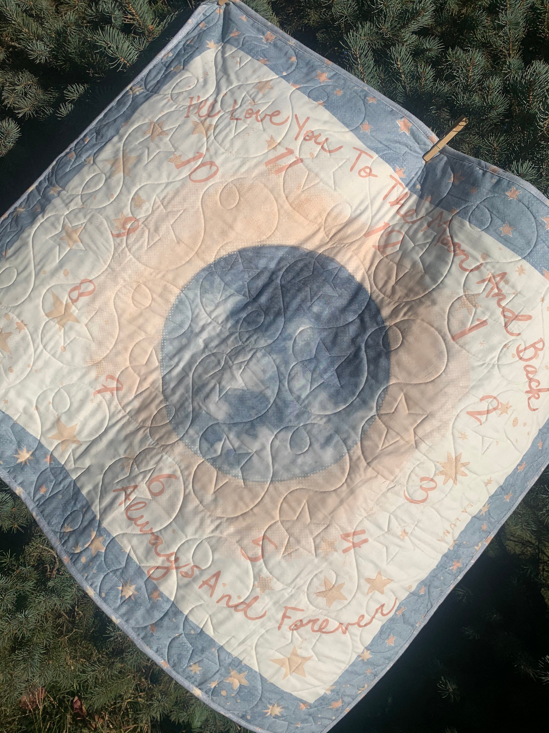 Milestones Quilt, to the Moon and Back Milestone Quilt, Handmade Baby ...