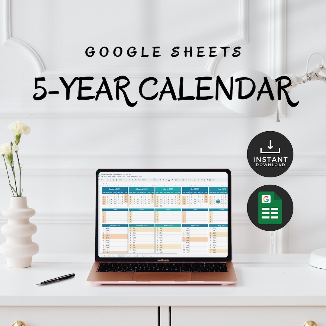 5 Year Calendar, Google Sheets Digital Planner (digital Download) - Etsy