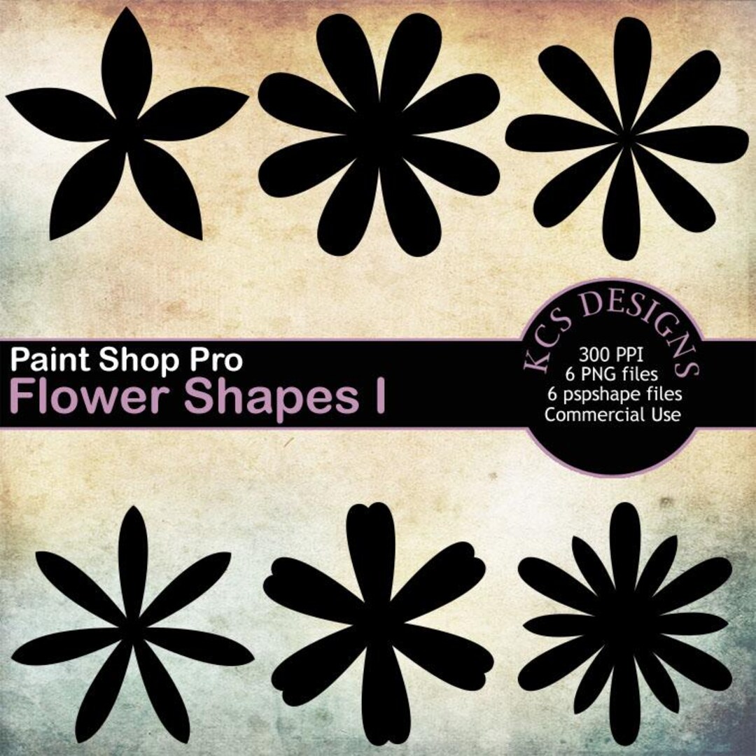 Paint Shop Pro Flower Shapes I for Digital Scrapbooking | Commercial ...