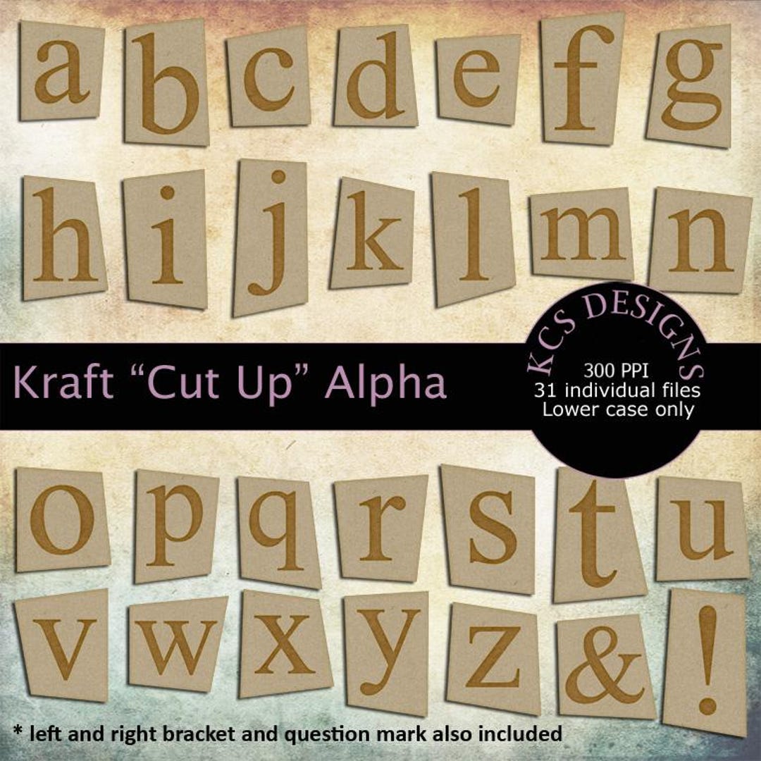 Kraft "cut Up" Alpha | Kraft Paper Texture | Digital Alphabet ...