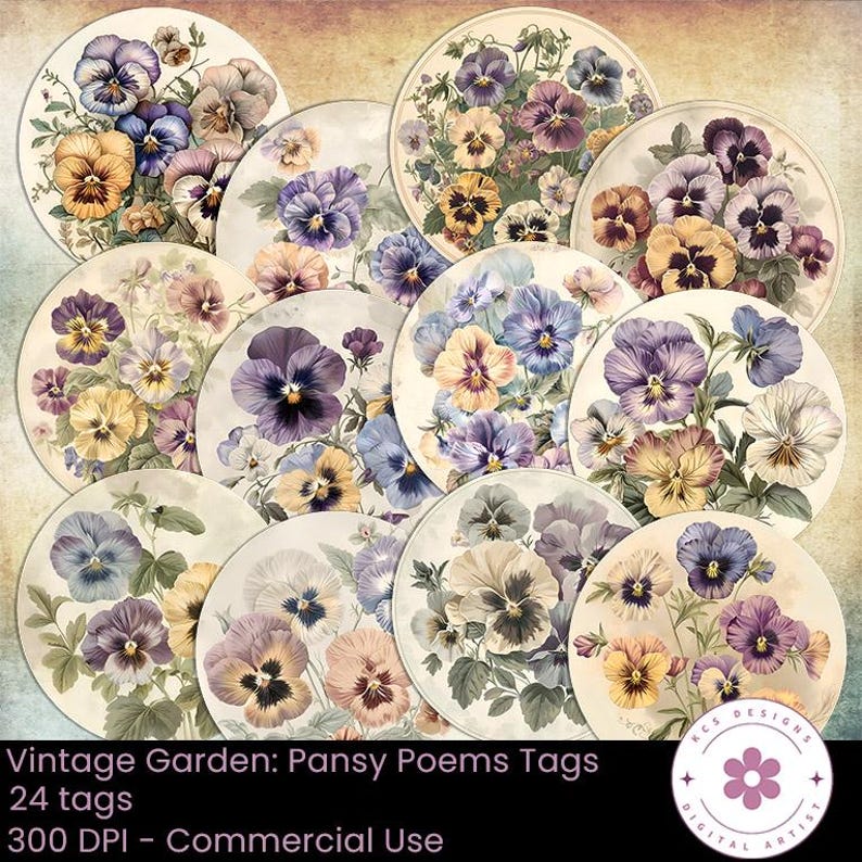 Pansy Poem Tags, Printable Ephemera (digital Download) - Etsy