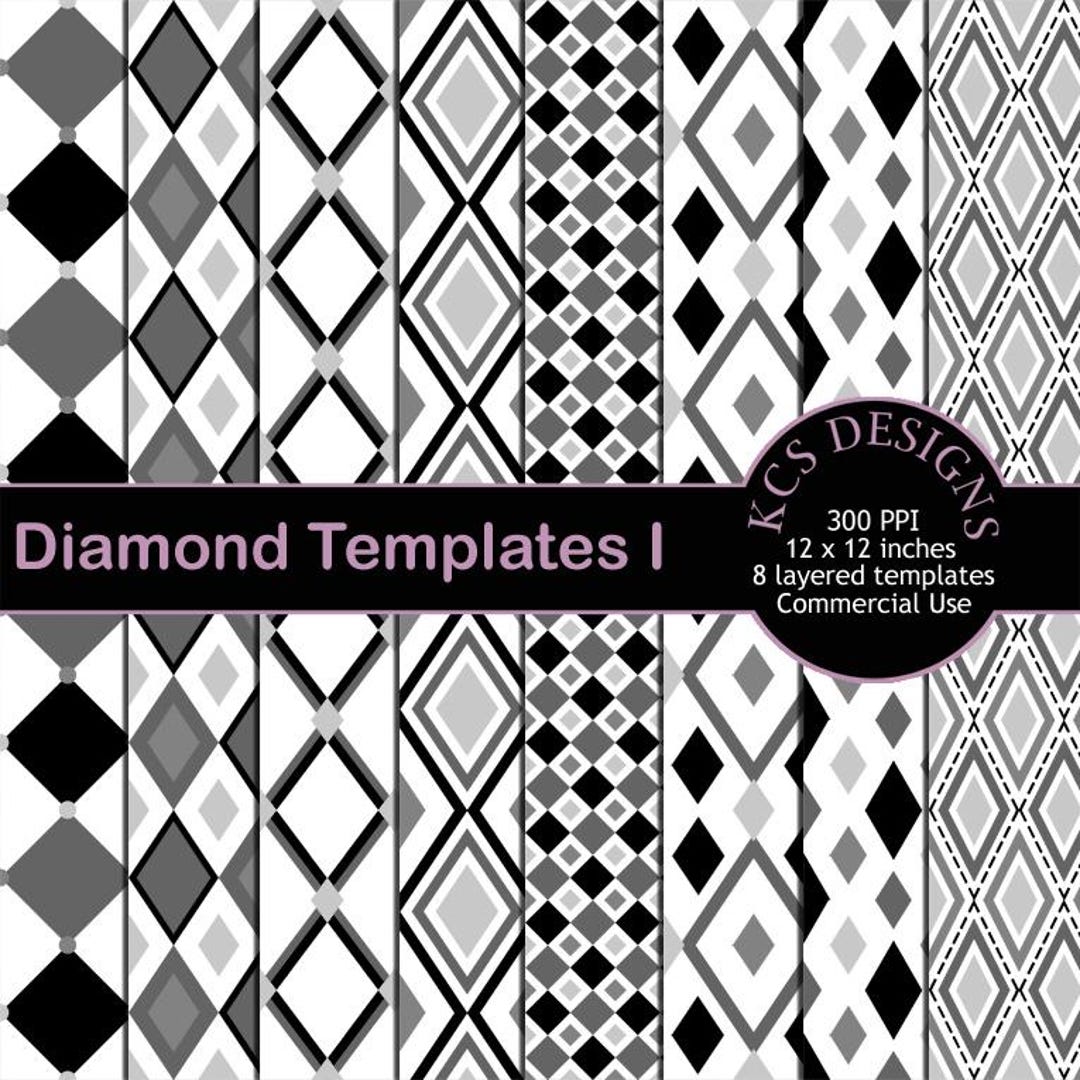 Diamond Paper Templates: Layered PSD Files, Seamless Patterns (digital ...