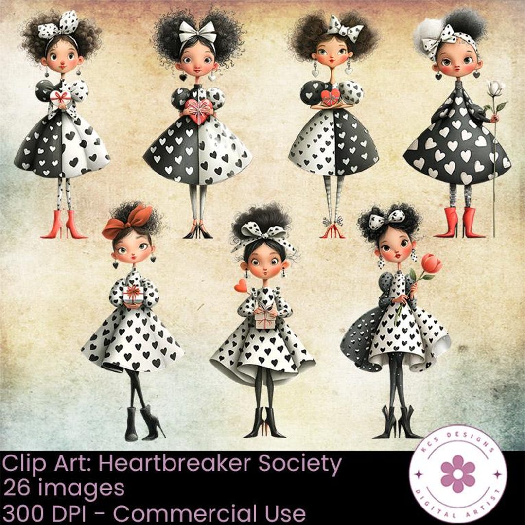 Heartbreaker Society Clip Art – Sassy Valentine Girls, Crafting ...