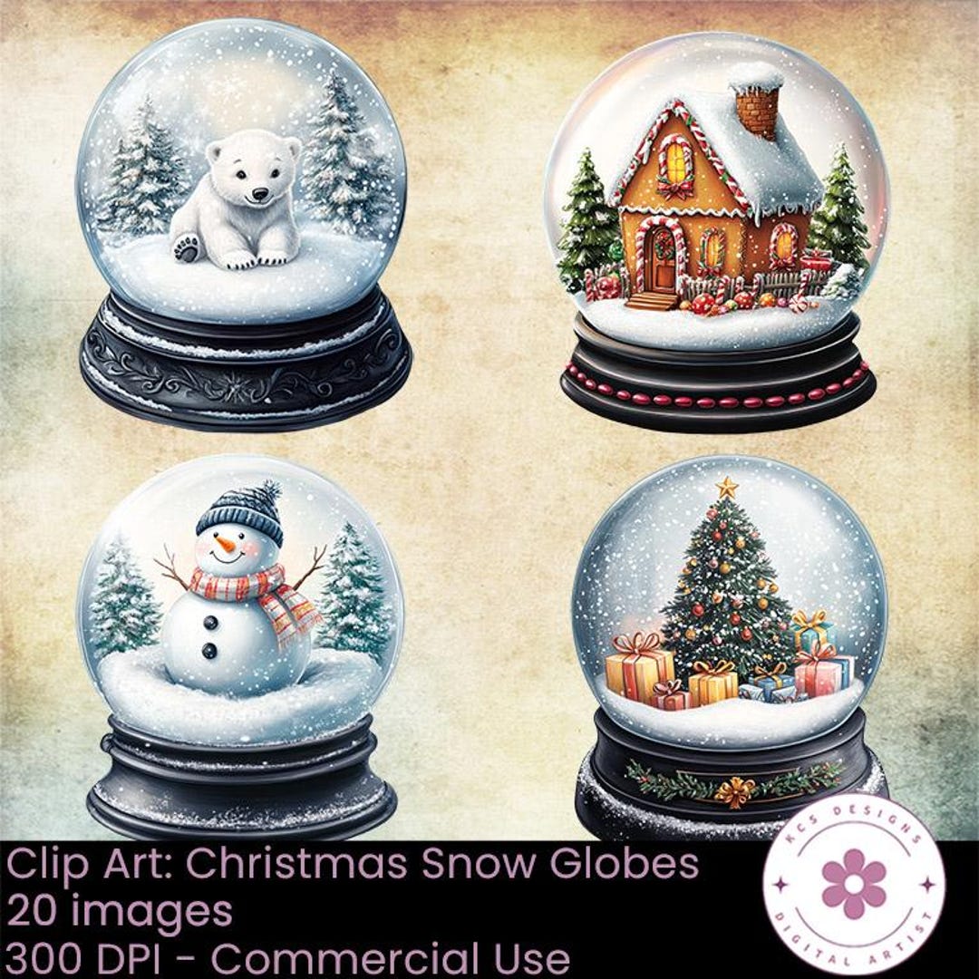 Christmas Snow Globes Clip Art – Holiday Globes for Card Making & Kids ...