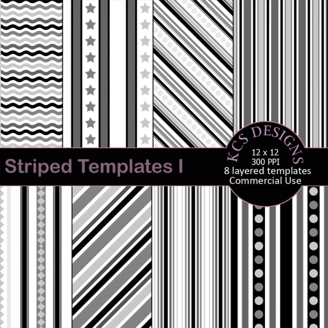 Layered Stripes Template for Digital Scrapbook Paper | Commercial Use ...