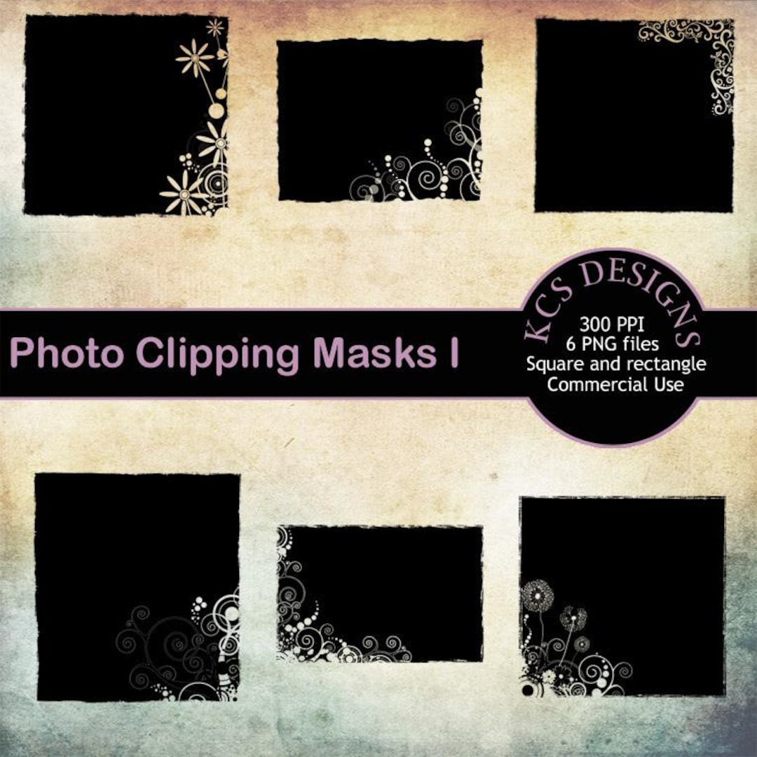 Photo Clipping Masks I: Decorative Grunge Edge Frames (digital Download ...