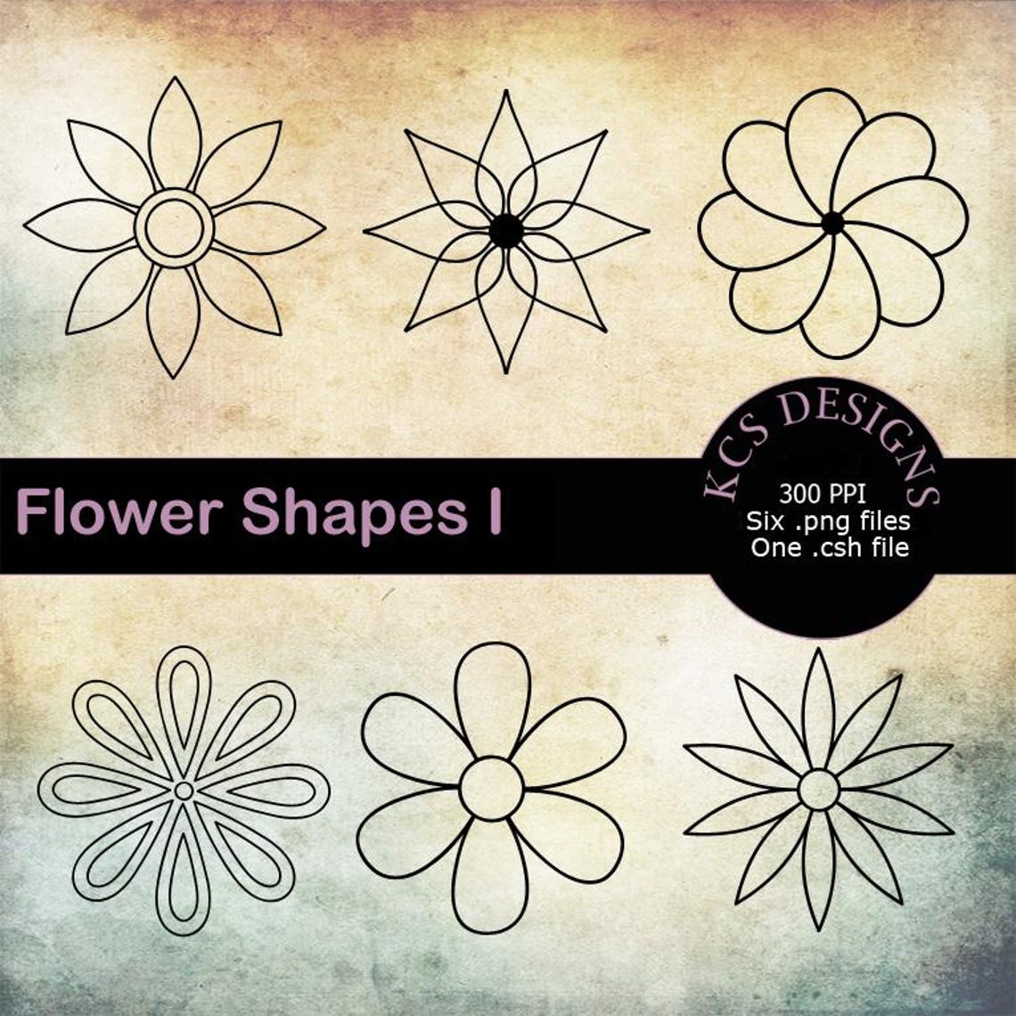 Photoshop Flower Shapes I for Digital Scrapbooking | Commercial Use Shapes | Digital Template ...