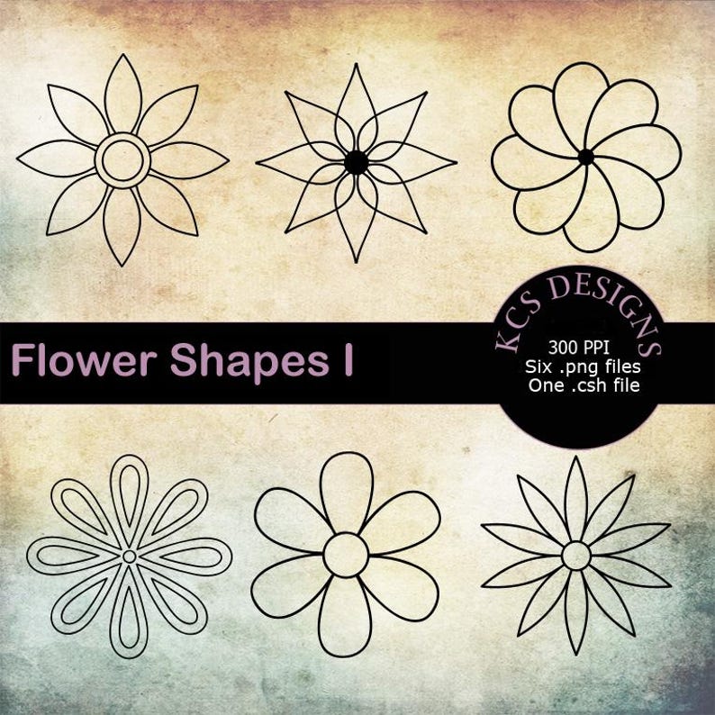 Photoshop Flower Shapes I for Digital Scrapbooking | Commercial Use ...