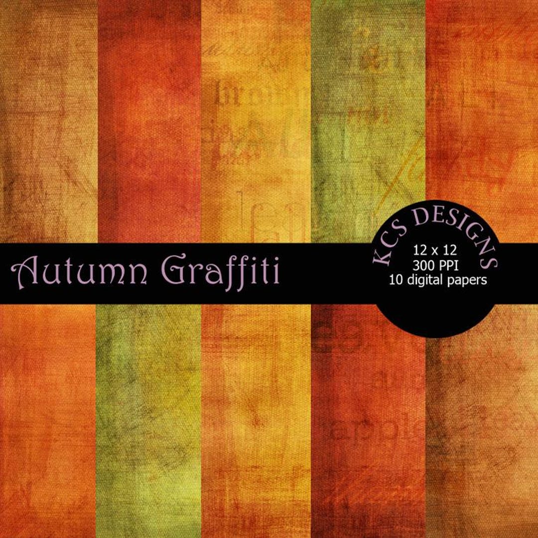 Autumn Graffiti Digital Paper for Digital Scrapbooking| Distressed ...